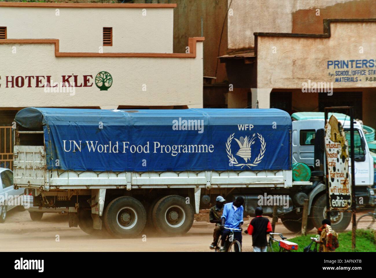 A United Nations World Food Program truck returns from the DR Congo ...
