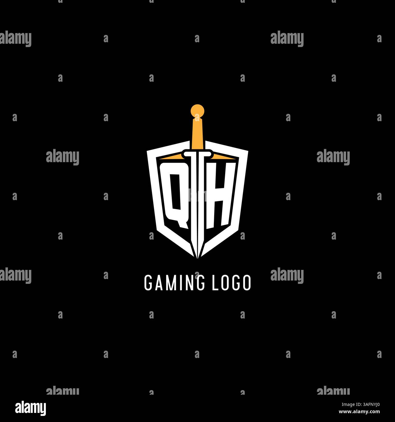 Letter QH logo with shield and sword design inspiration vector graphic ...