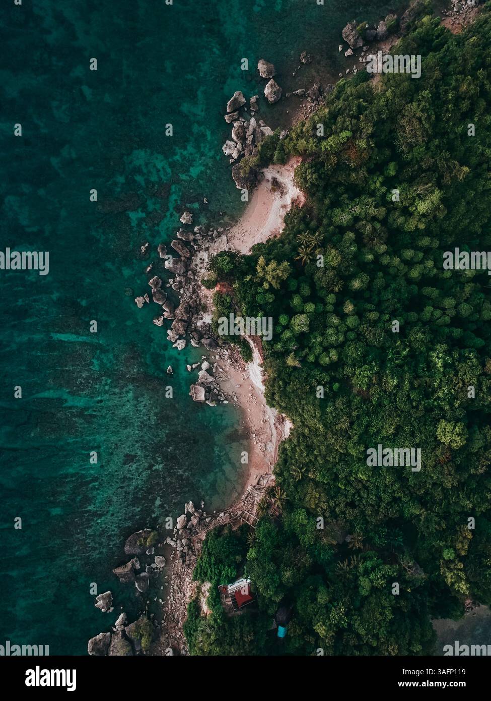 Aerial view of a stunning tropical coastline in the Philippines ...