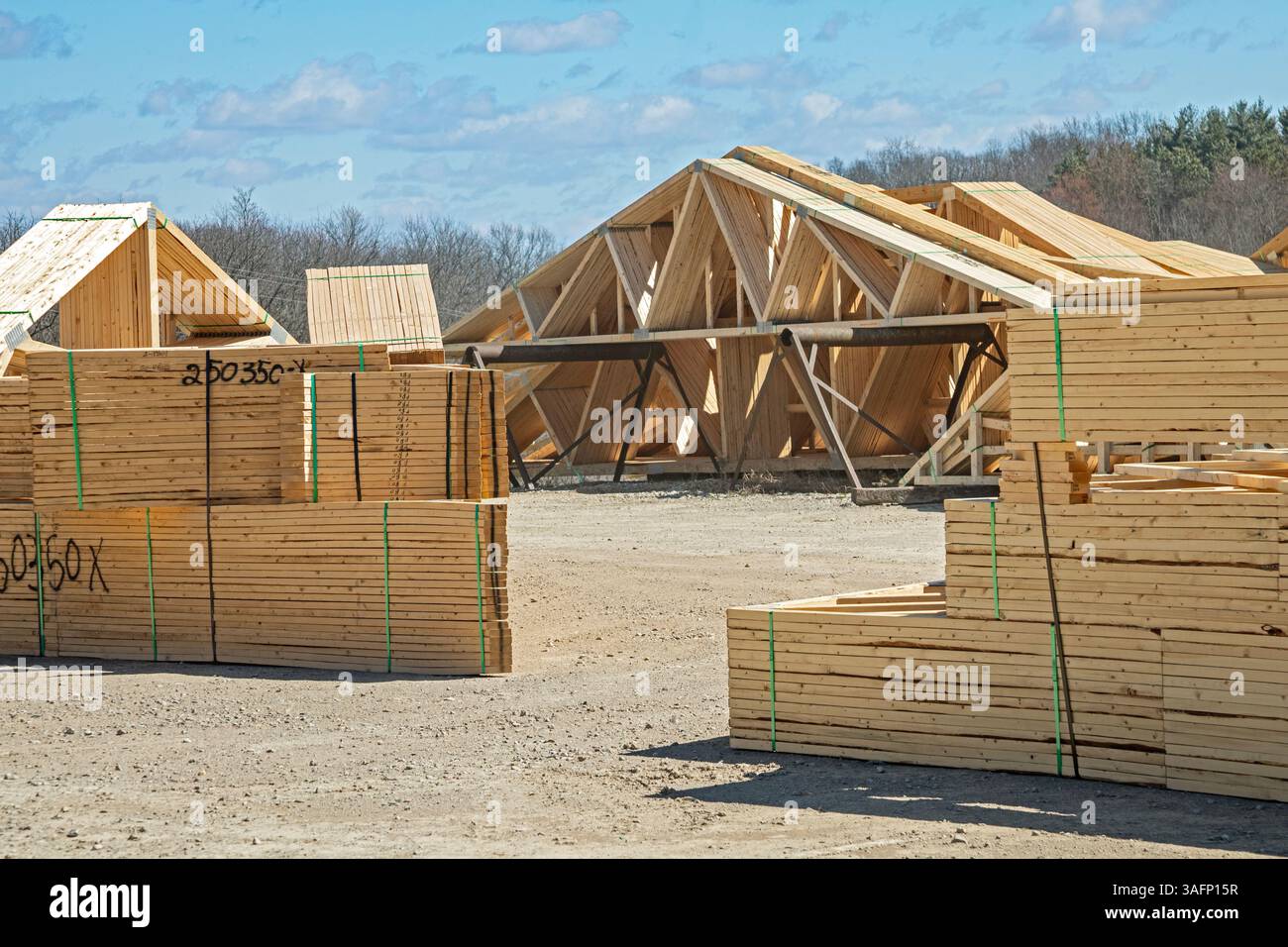 Walhonding, Ohio - Finished roof trusses outside the Hostetler Truss ...