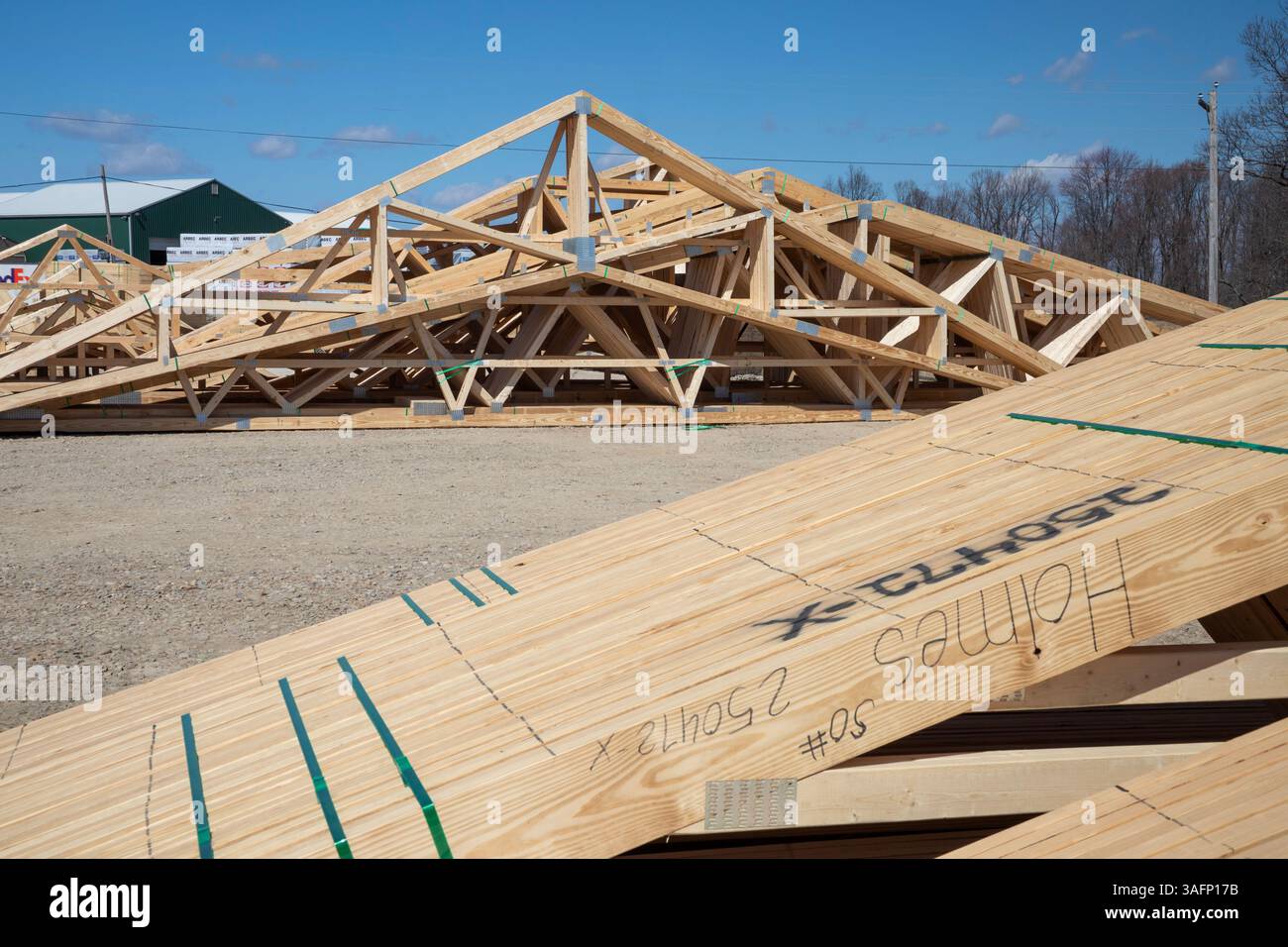 Walhonding, Ohio - Finished roof trusses outside the Hostetler Truss ...