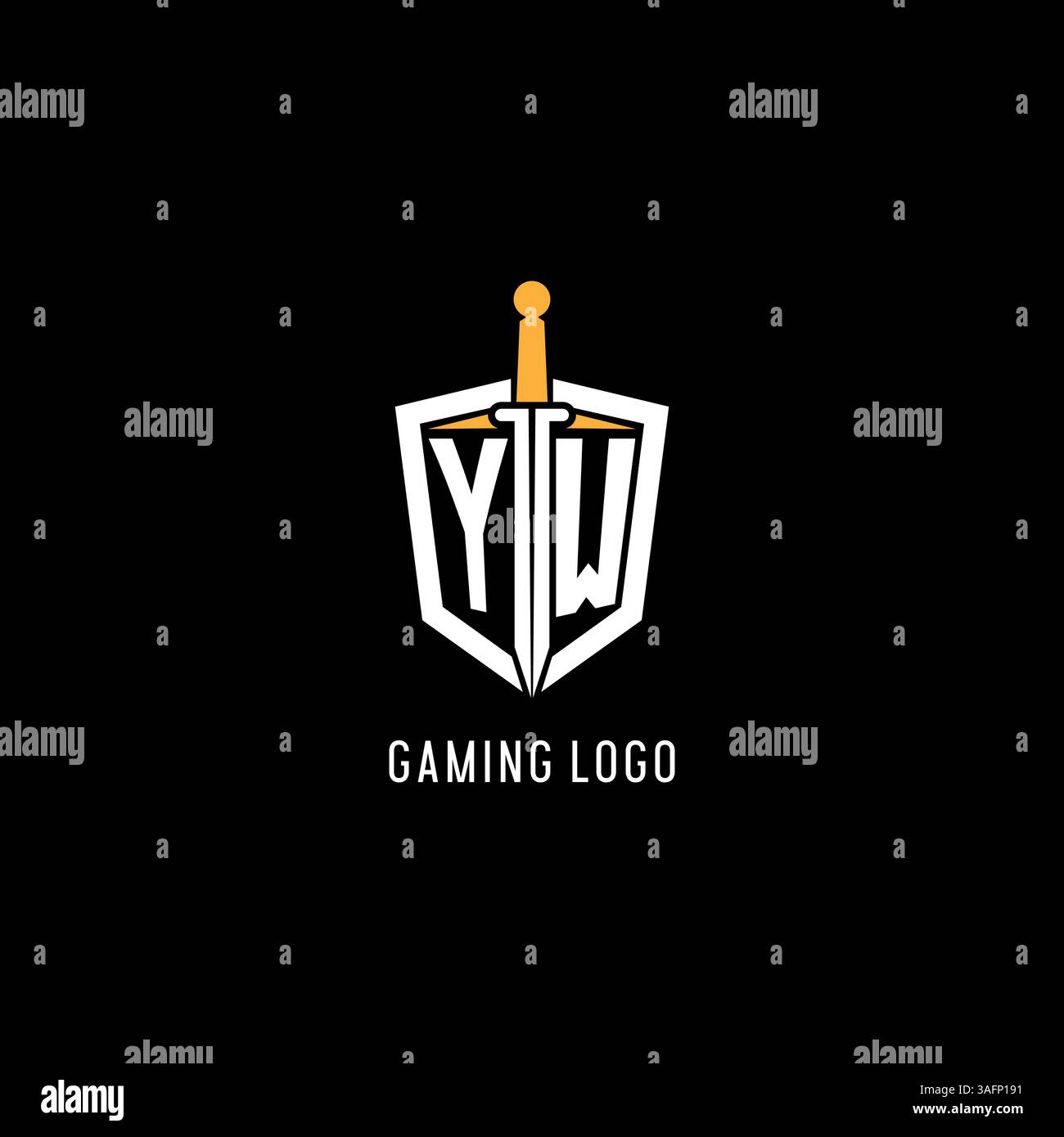 Letter YW logo with shield and sword design inspiration vector graphic ...