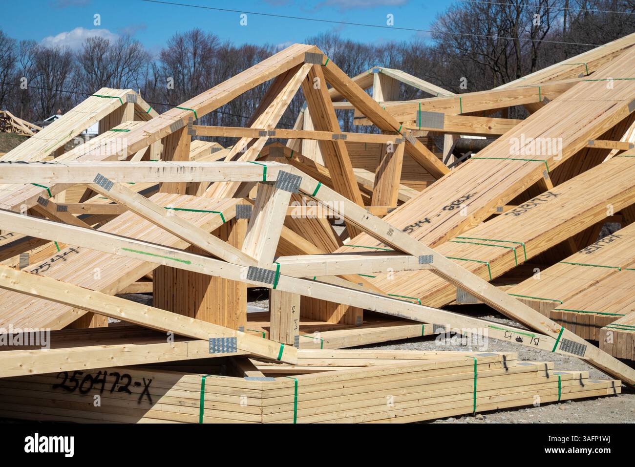Walhonding, Ohio - Finished roof trusses outside the Hostetler Truss ...