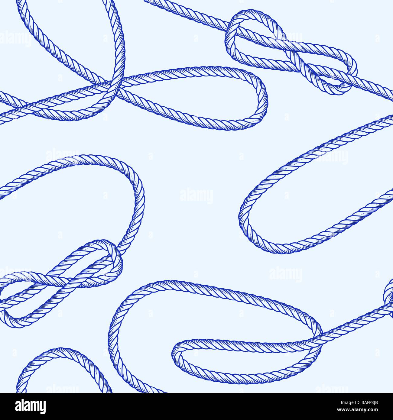 Nautical node rope seamless pattern. Vector hand drawn sketch ...