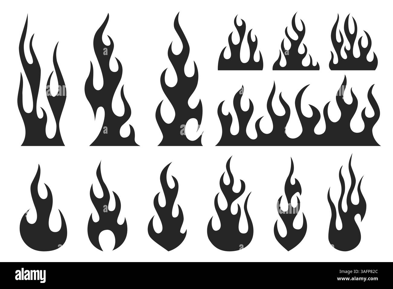Set flame fire in Black and White Stock Photos & Images - Alamy