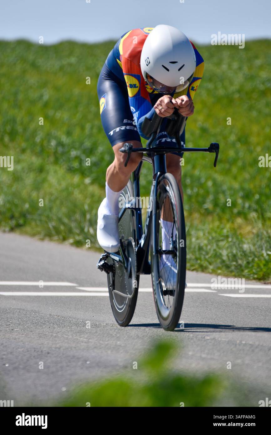 Vitoria, Alava, Basque Country, Spain, April 7, 2025: Cyclist Patrick ...