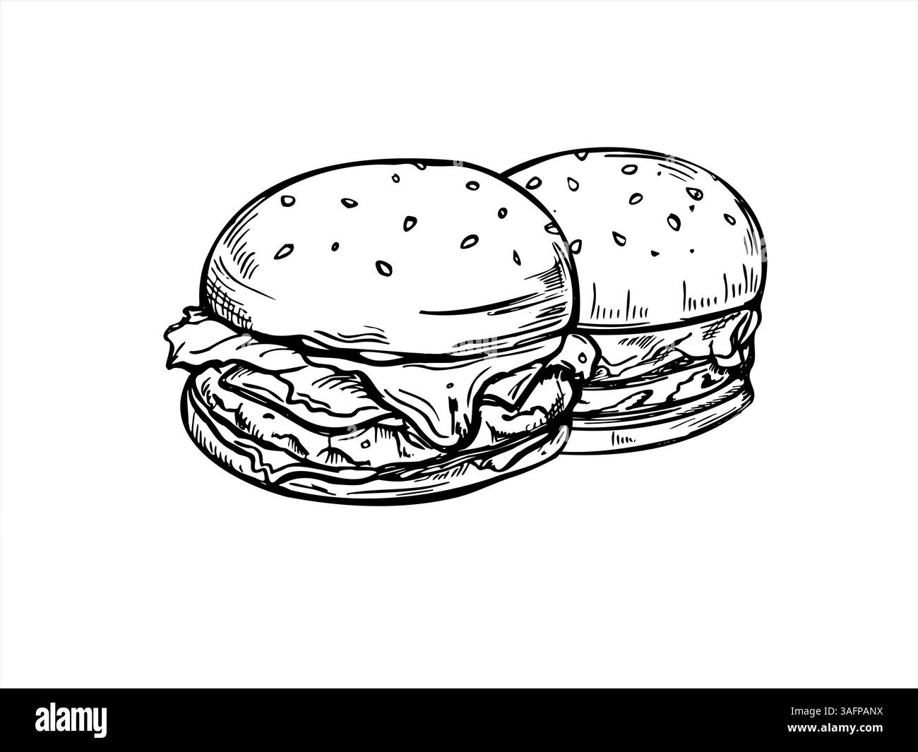 Two beef burgers Black and White Stock Photos & Images - Alamy