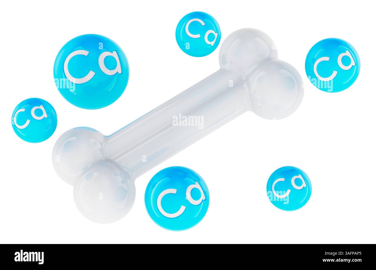 Bone with Calcium Ca balls, 3D rendering isolated on white background ...