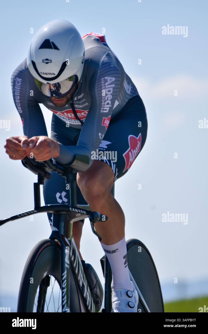 Vitoria, Alava, Basque Country, Spain, April 7, 2025: Cyclist Jimmy ...