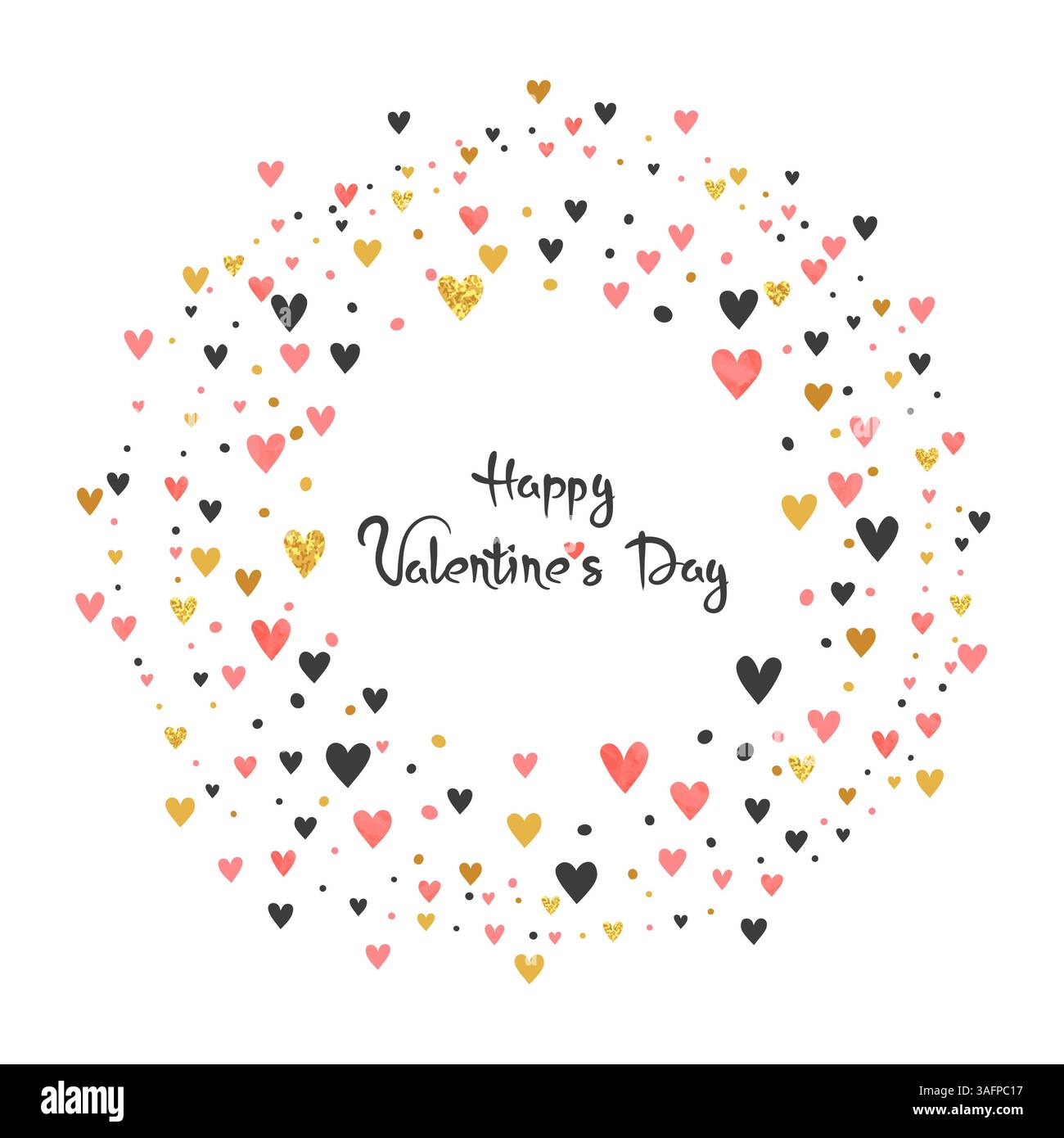 Circle hearts frame border with place for text. Happy Valentines day ...