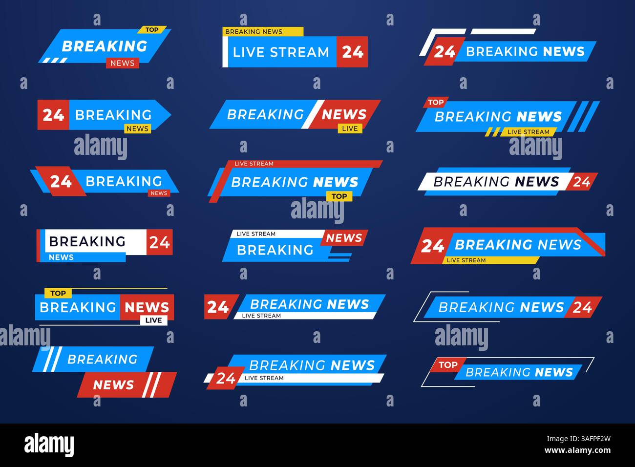 Set of breaking news banners with modern typography and bold colors. TV ...