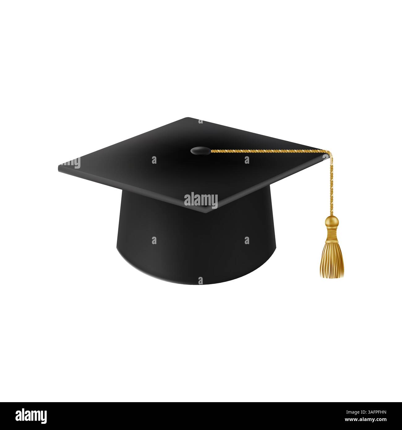 Realistic Black graduate cap. 3D Graduation Doctoral hat Stock Vector ...