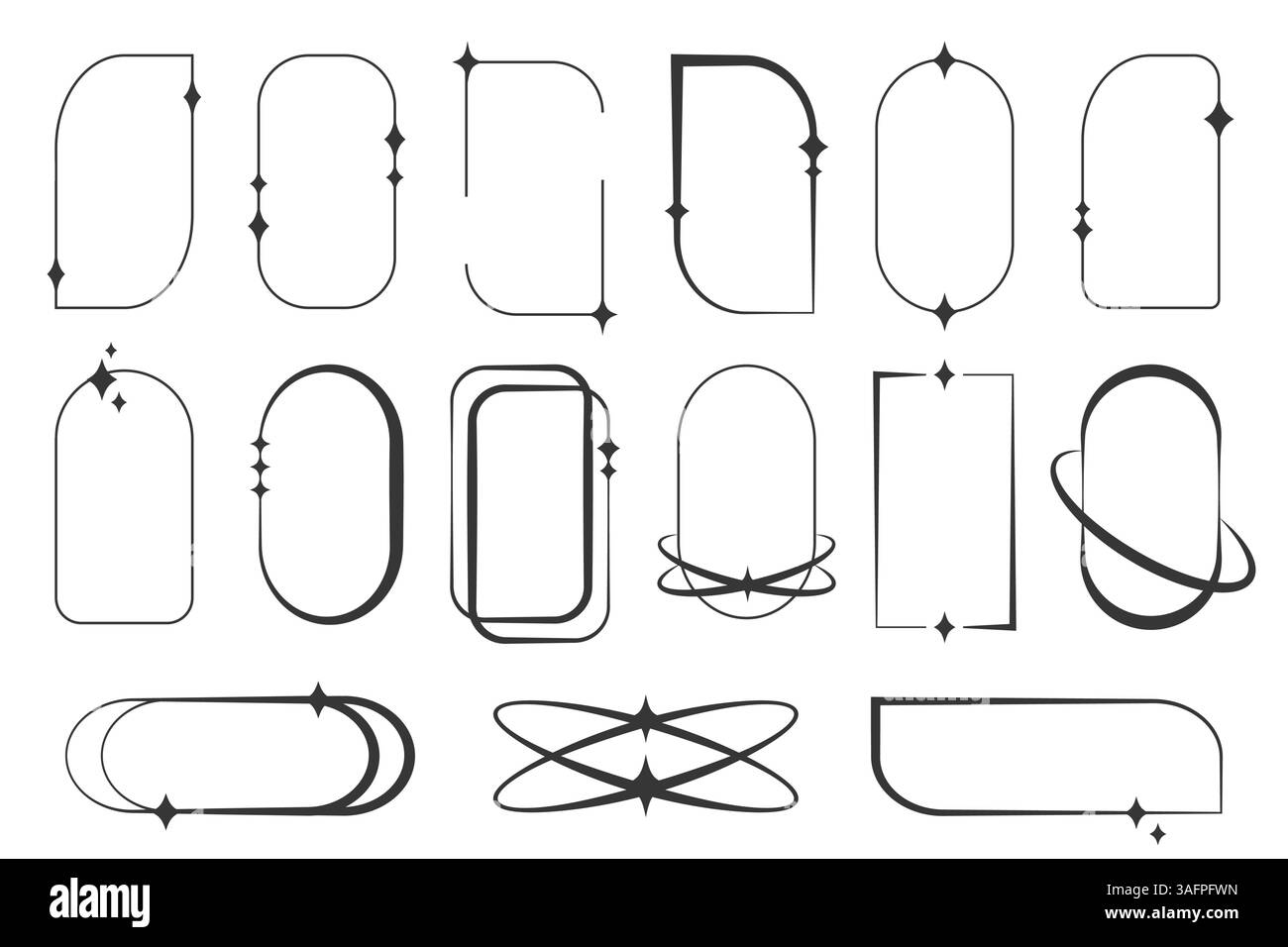 Aesthetic frame collection with sparkling details. Set of Y2K inspired frames with sparkling ...