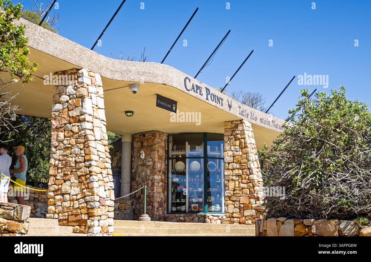 The entrance to the funicular railway and souvenir gift shop at Cape ...