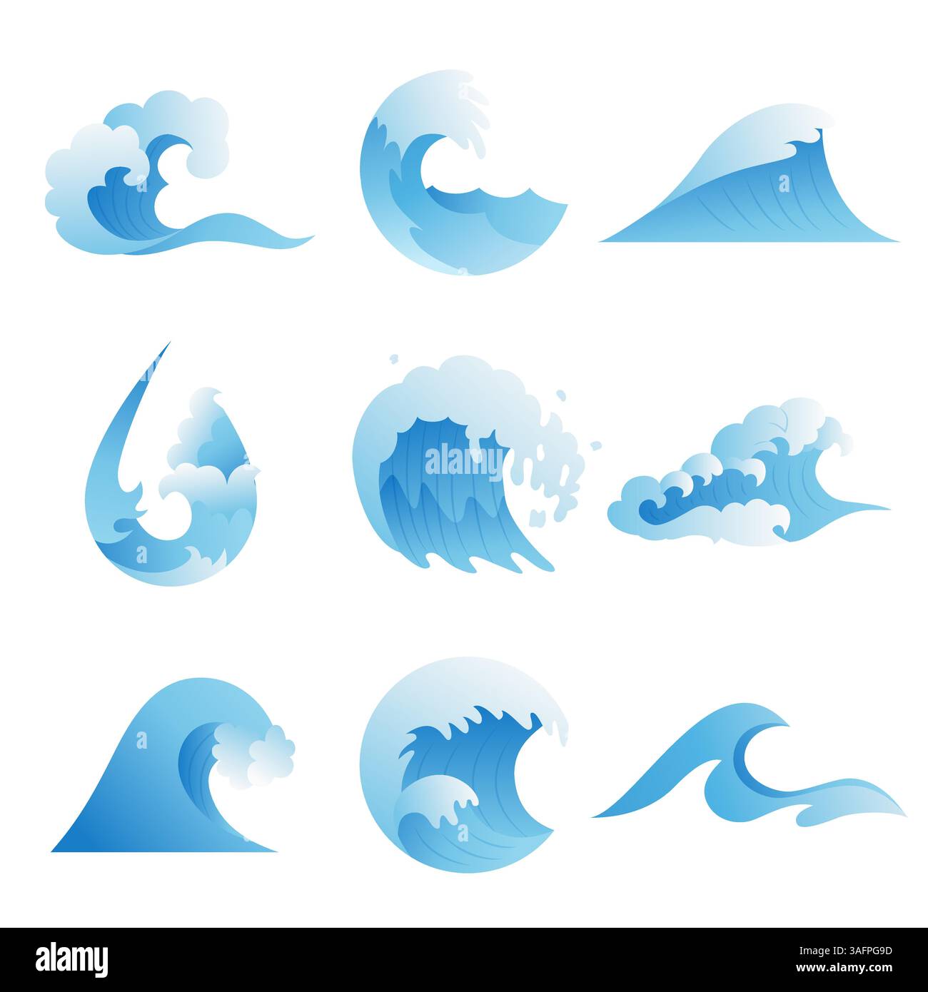 Set of abstract water wave logos in different shapes and styles ...