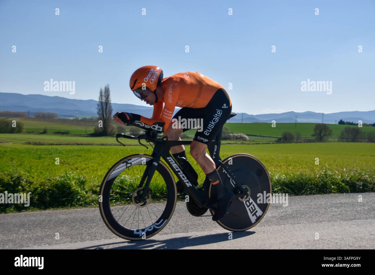 Vitoria, Alava, Euskadi, Spain, April 7, 2025: The cyclist Txomin ...
