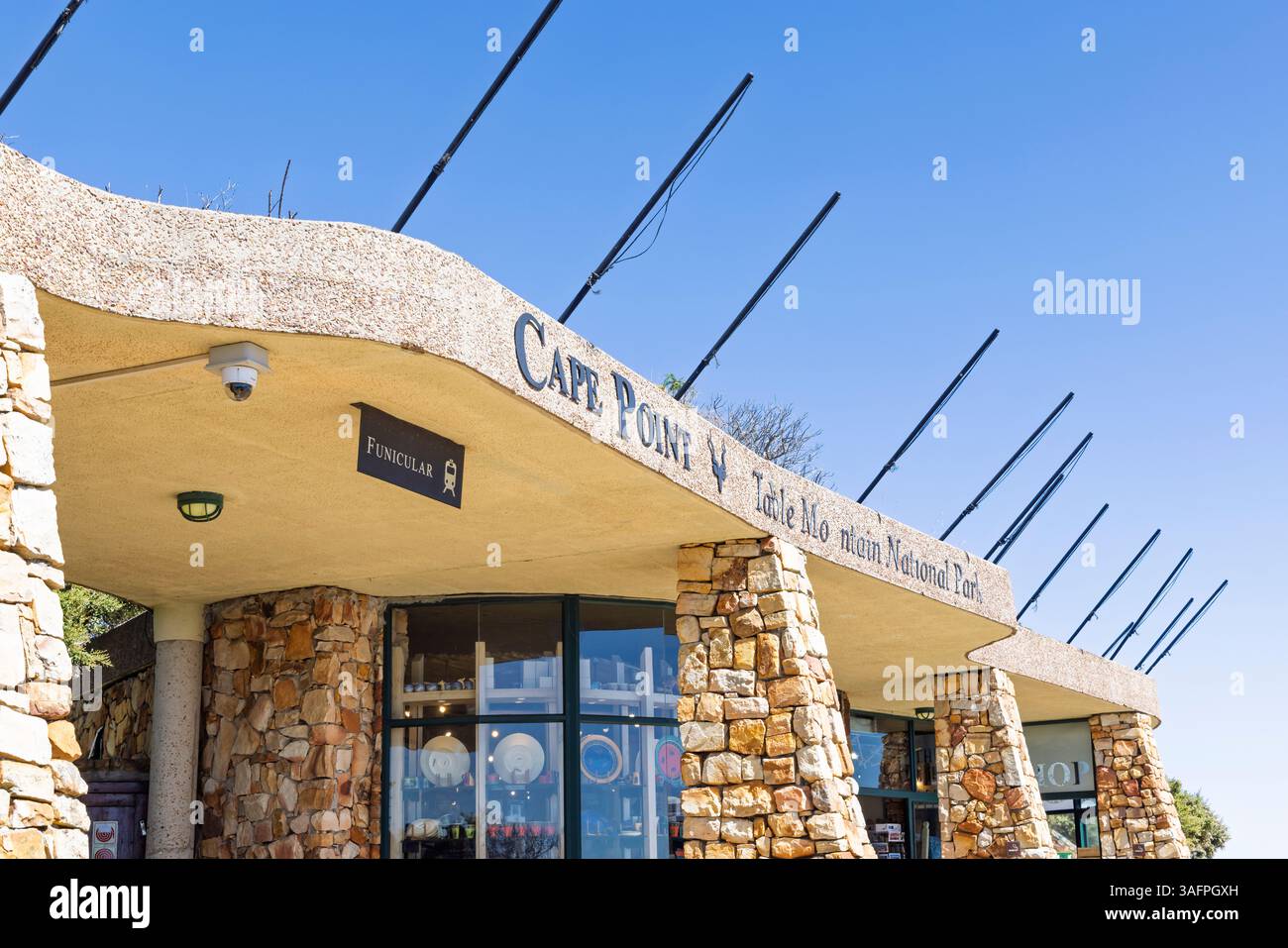 The entrance to the funicular railway at Cape Point, Cape Peninsula ...