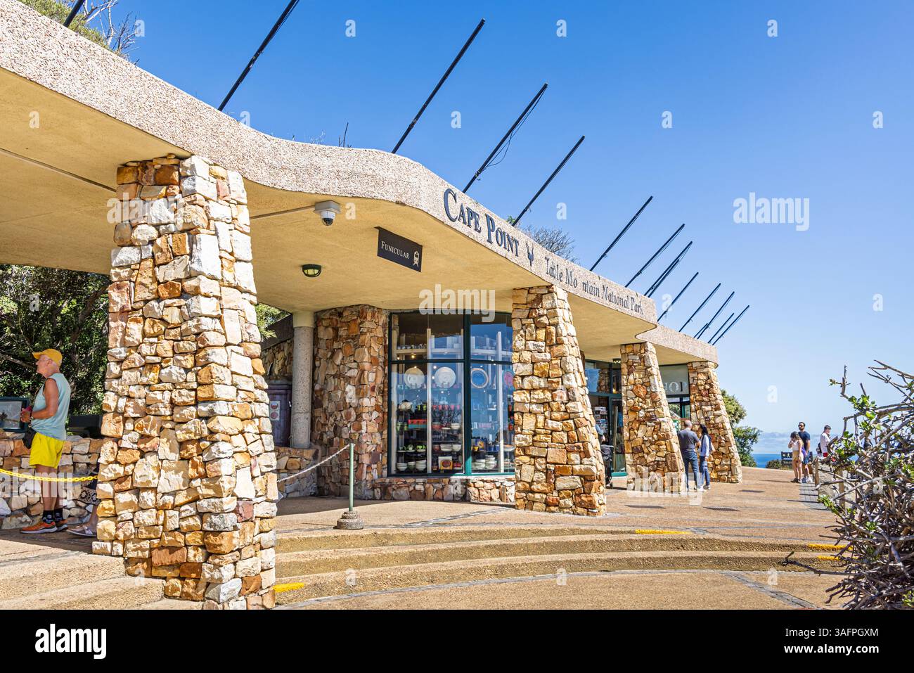 The entrance to the funicular railway and souvenir gift shop at Cape ...