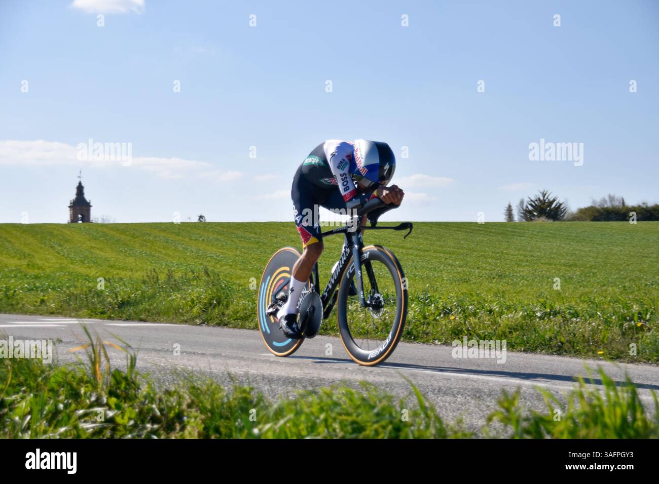 Vitoria, Alava, Basque Country, Spain, April 7, 2025: Cyclist Daniel ...