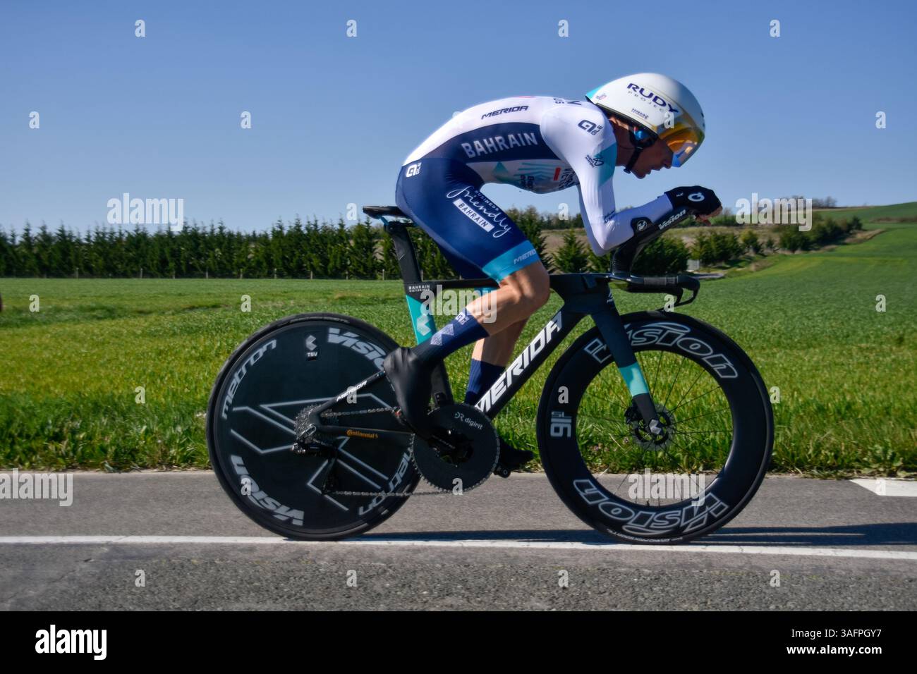 Vitoria, Alava, Basque Country, Spain, April 7, 2025: Cyclist Pello ...
