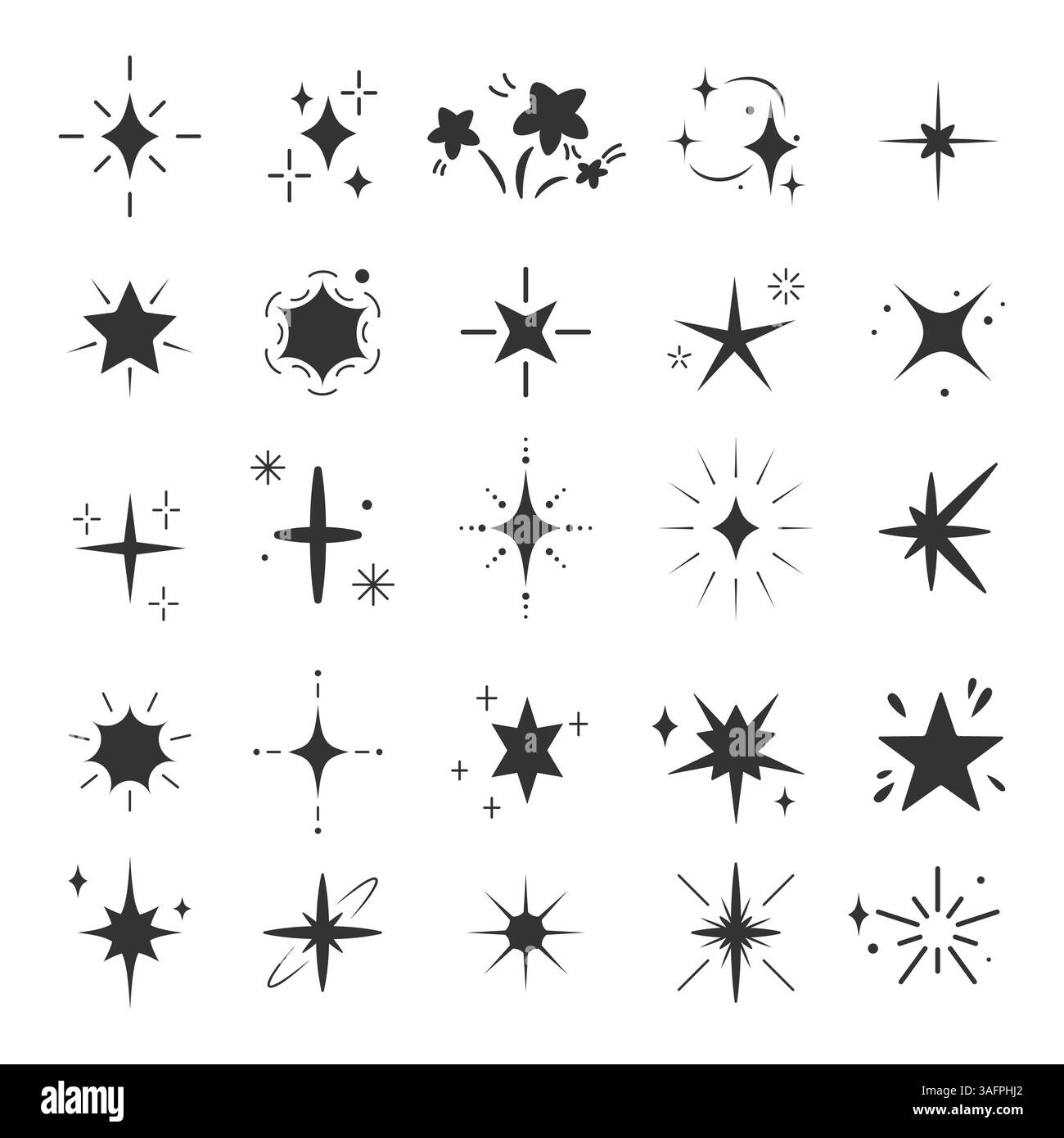 Black and white set of sparkle, star, and decorative symbols Stock Vector Image & Art - Alamy