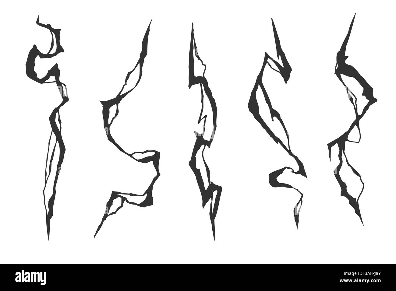 Set of lightning bolt shapes with sharp and jagged edges. Lightning ...