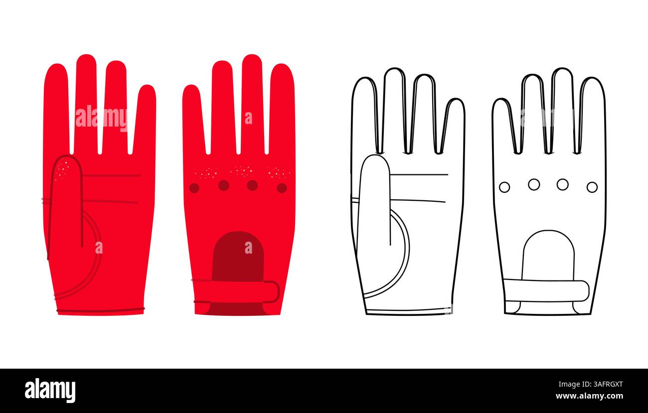 Driving Gloves red cartoon and outline Fashion hand accessory clothing ...