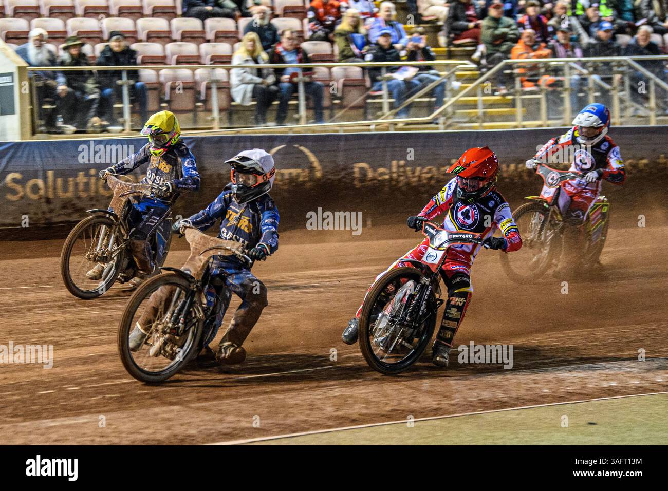 Ben Cook of Kings Lynn Stars in White leading Dan Bewley of Belle Vue ...