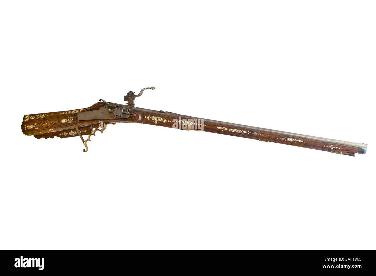 Hunting rifle with a wheel lock, isolated on a white background Stock ...