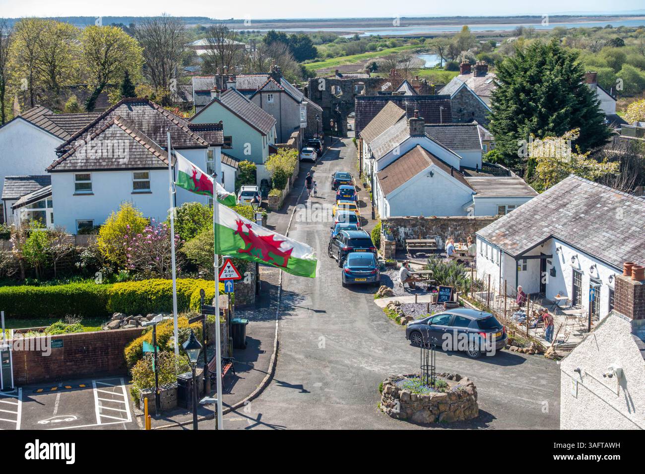 A view along Castle Street in Kidwelly in Carmarthenshire, Wales, UK ...