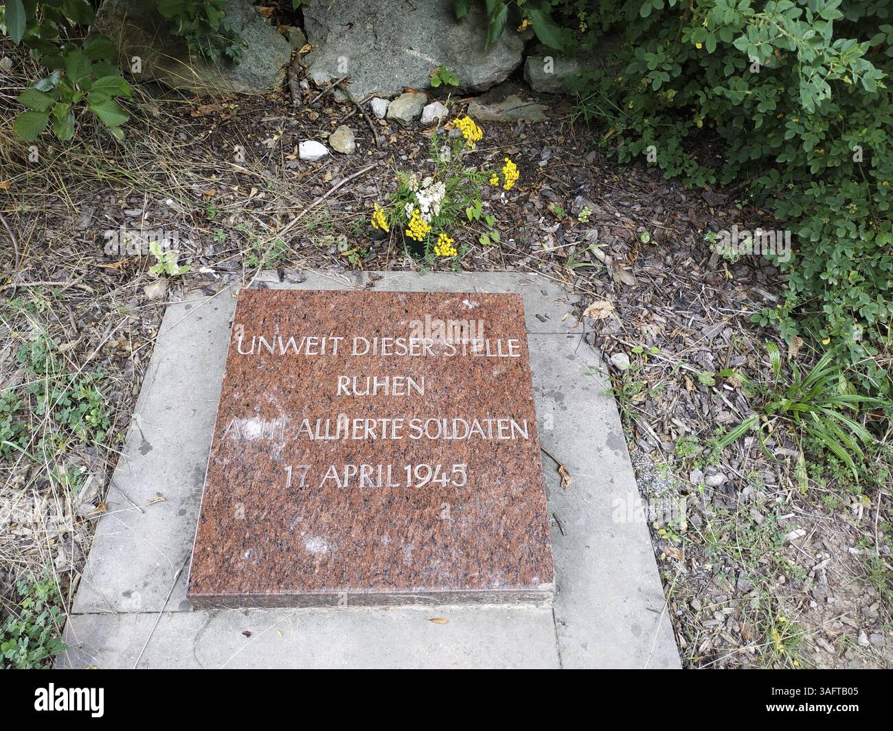 Memorial stone for an American aircrew Towering Titan that crashed near ...