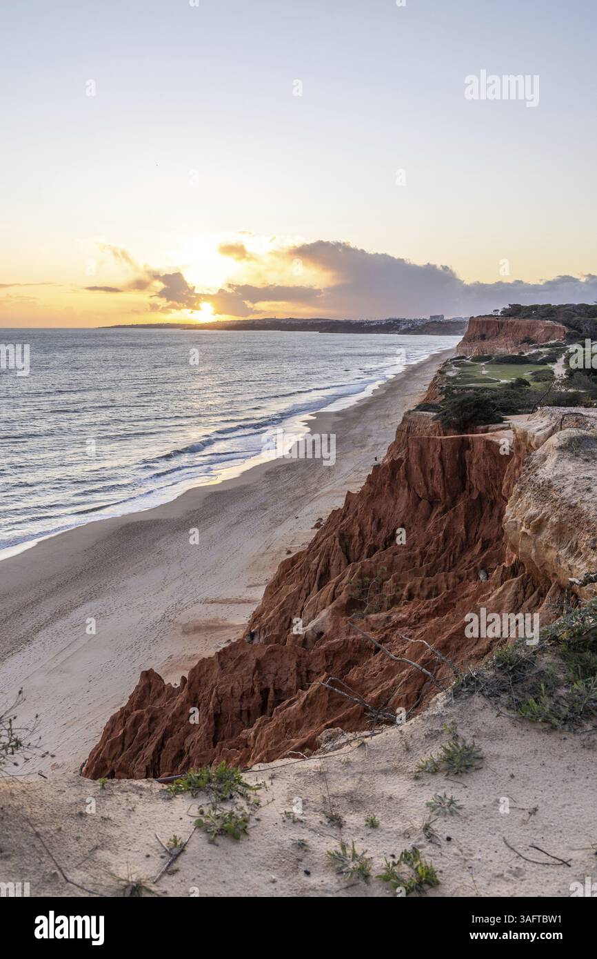 View from one, eroded cliffs of red sand and pebbles with stunning ...