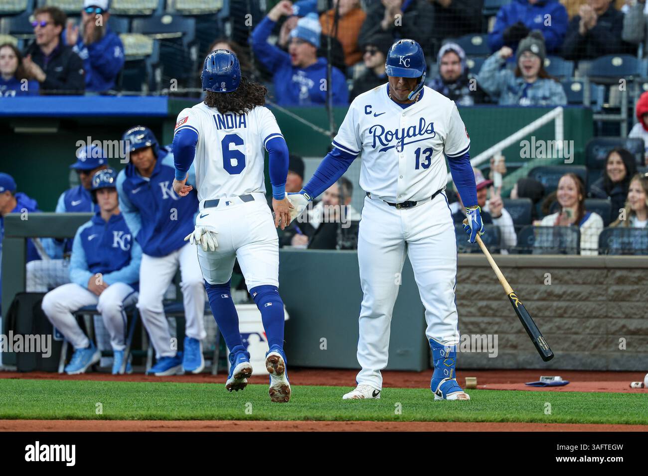 April 7, 2025: Kansas City Royals third baseman Jonathan India (6) and ...