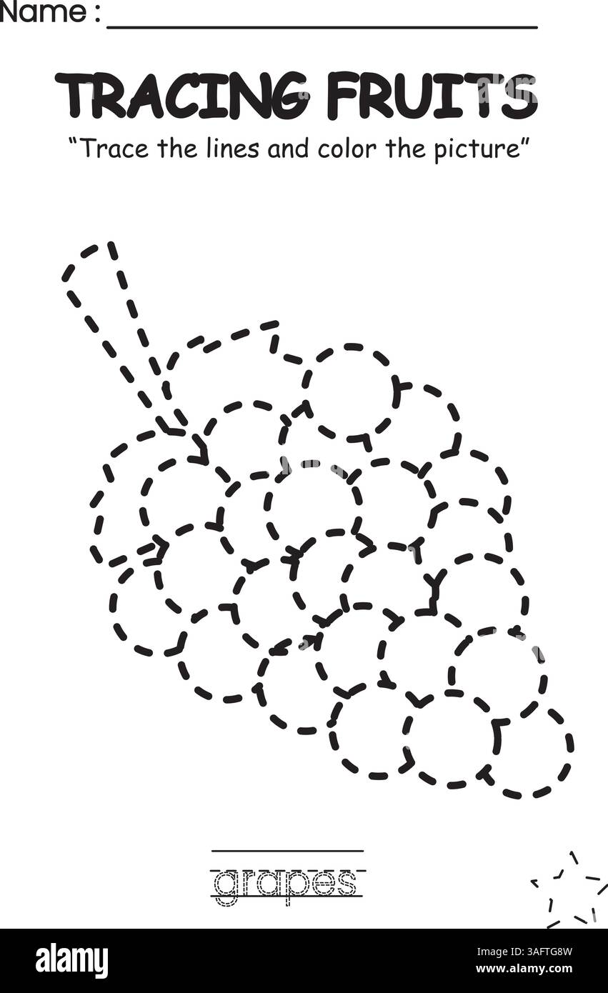 Fruit Tracing and Coloring Worksheet for Kids Stock Vector Image & Art ...