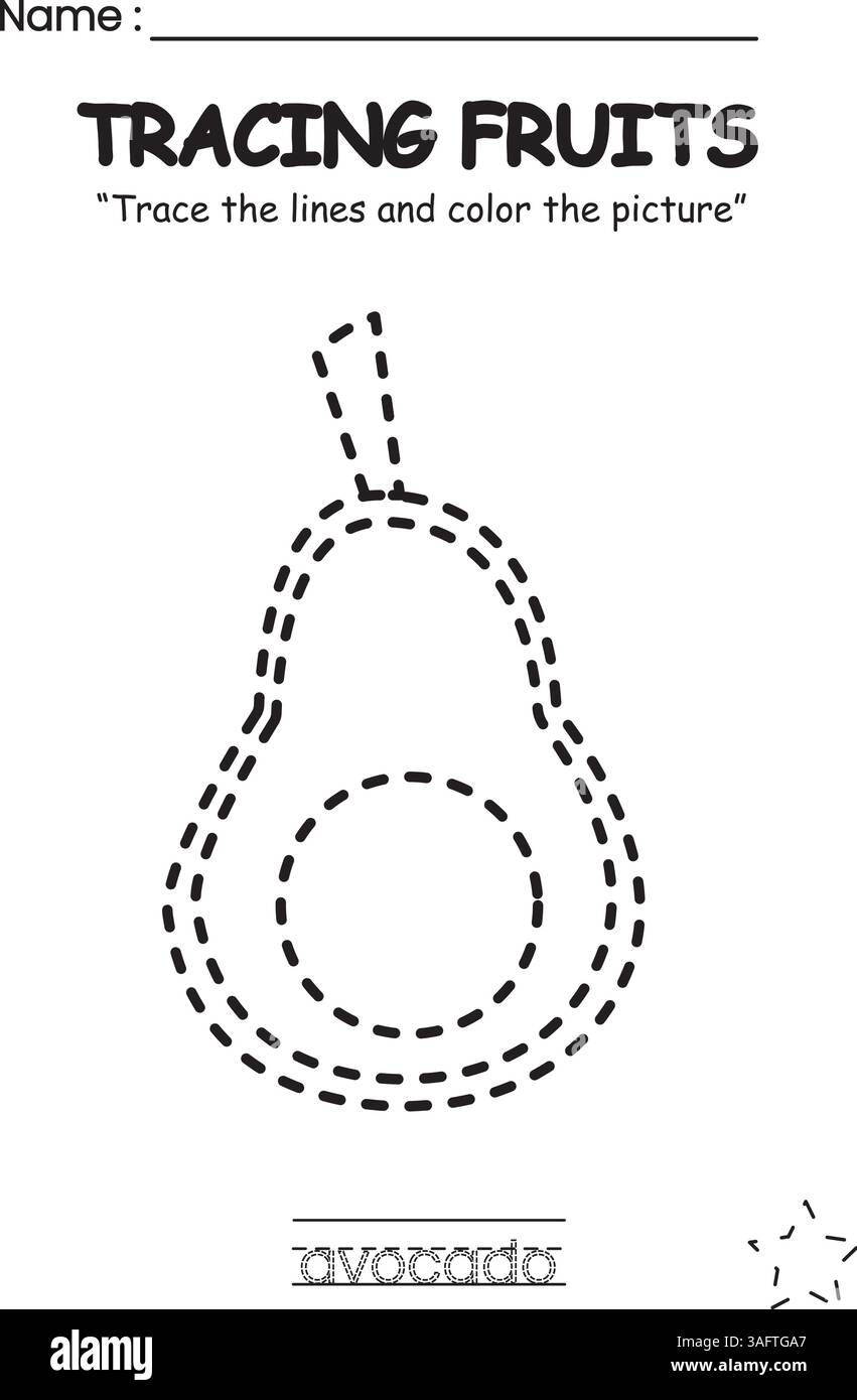 Fruit Tracing and Coloring Worksheet for Kids Stock Vector Image & Art ...