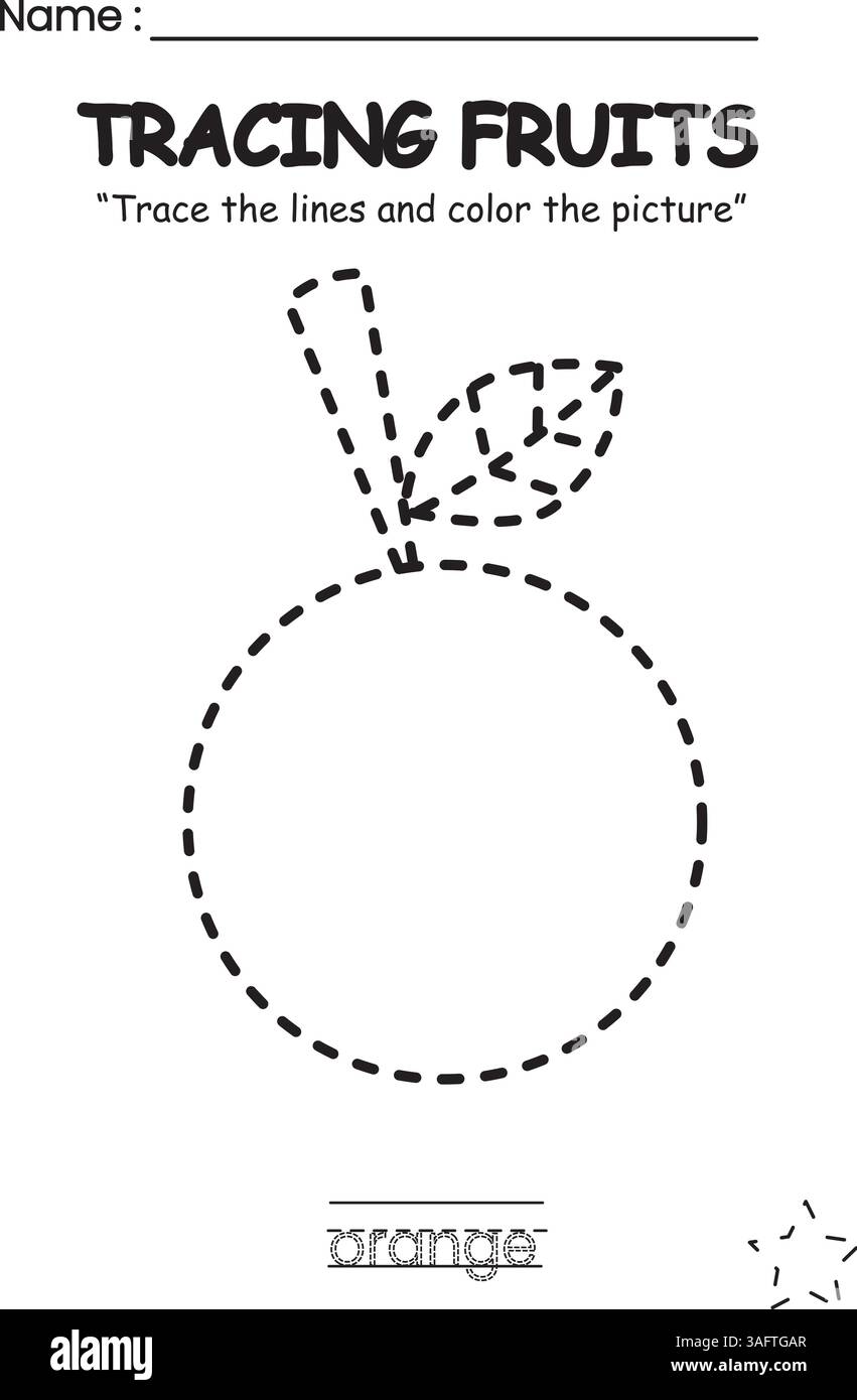 Fruit Tracing and Coloring Worksheet for Kids Stock Vector Image & Art ...