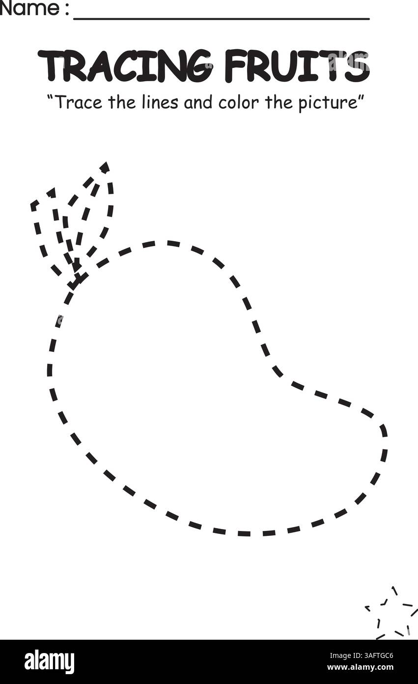 Fruit Tracing and Coloring Worksheet for Kids Stock Vector Image & Art ...