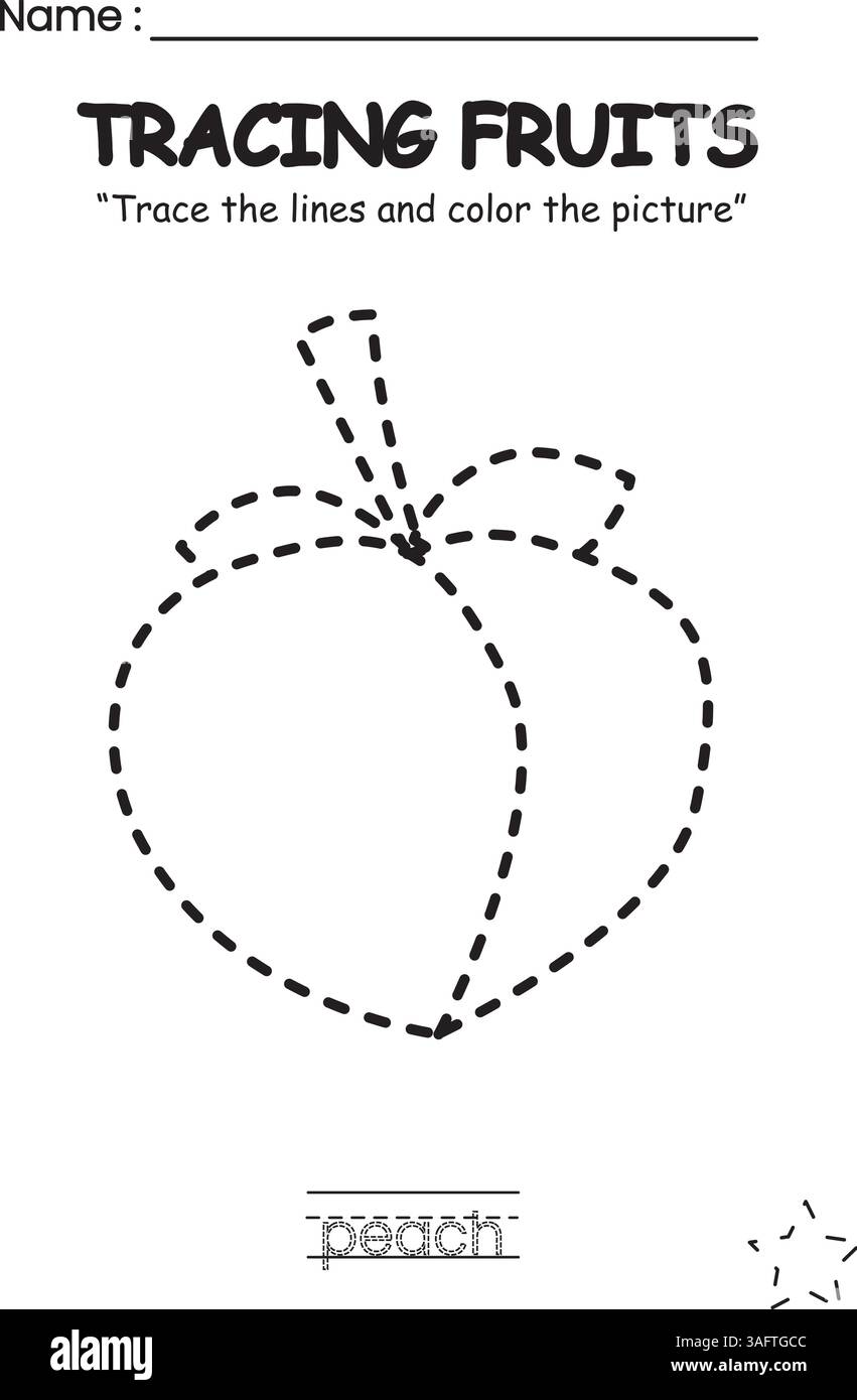 Fruit Tracing and Coloring Worksheet for Kids Stock Vector Image & Art ...