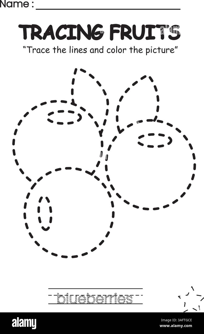 Fruit Tracing and Coloring Worksheet for Kids Stock Vector Image & Art ...