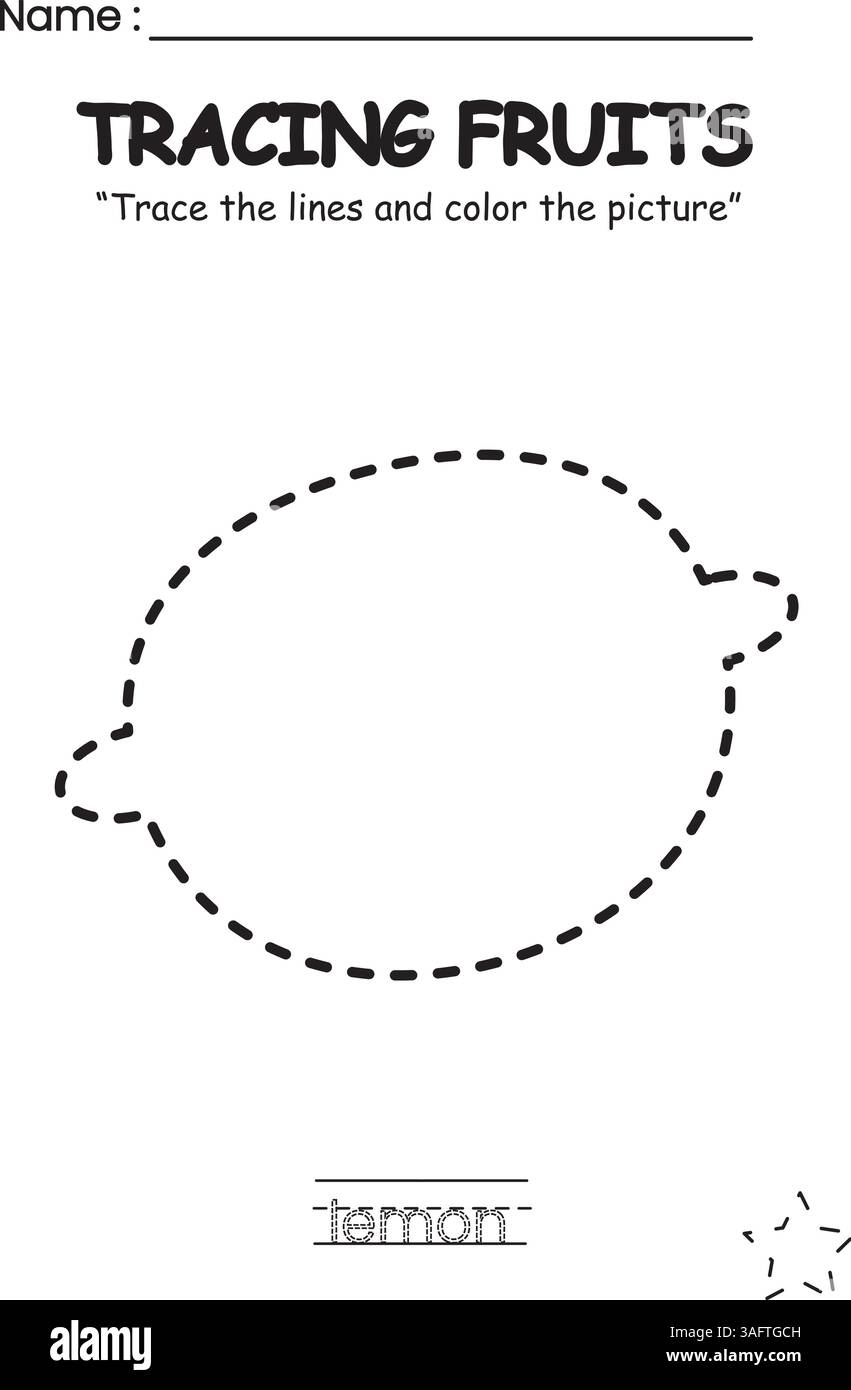 Fruit Tracing and Coloring Worksheet for Kids Stock Vector Image & Art ...