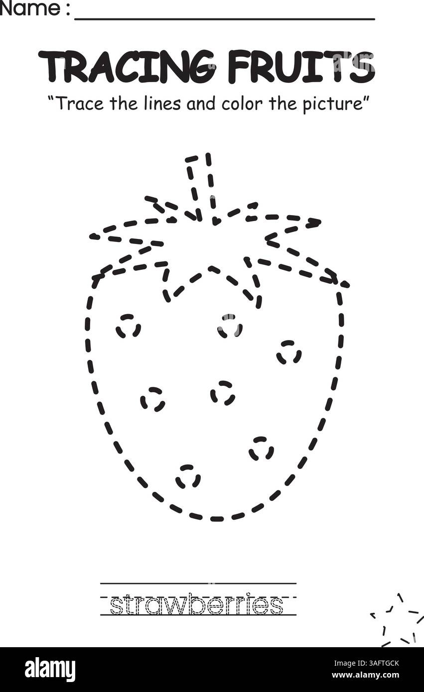 Fruit Tracing and Coloring Worksheet for Kids Stock Vector Image & Art ...
