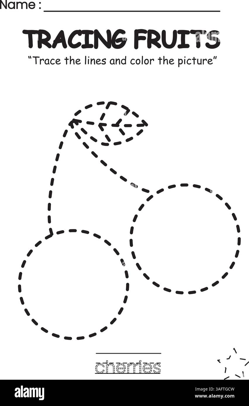 Fruit Tracing and Coloring Worksheet for Kids Stock Vector Image & Art ...