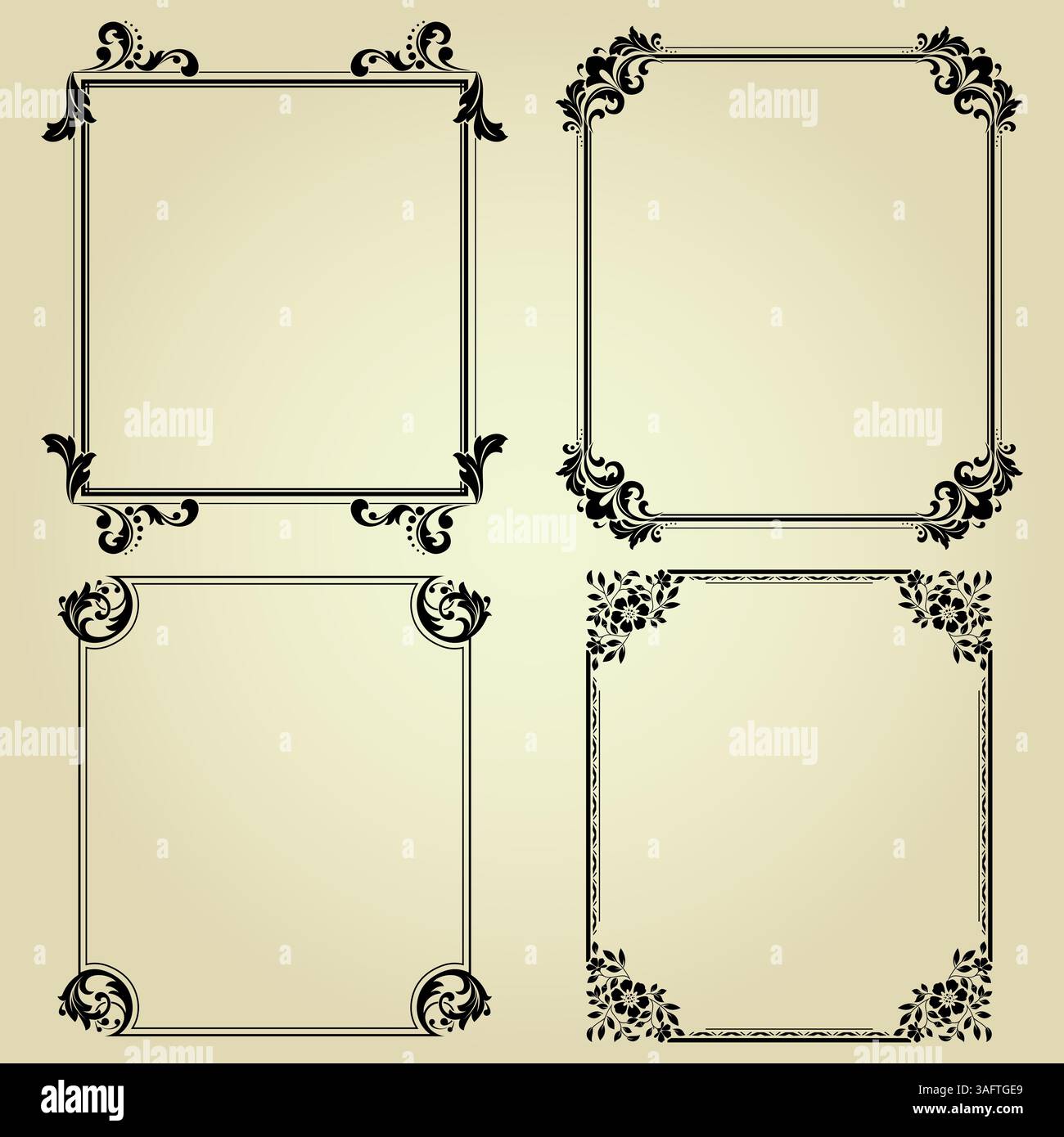 Vintage set of decorative frames. Graphic vector design in vintage ...