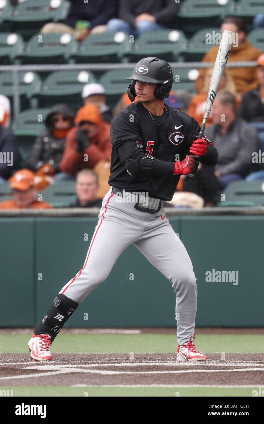 AUSTIN, TX - APRIL 06: Georgia infielder Christian Adams (5) stands in ...