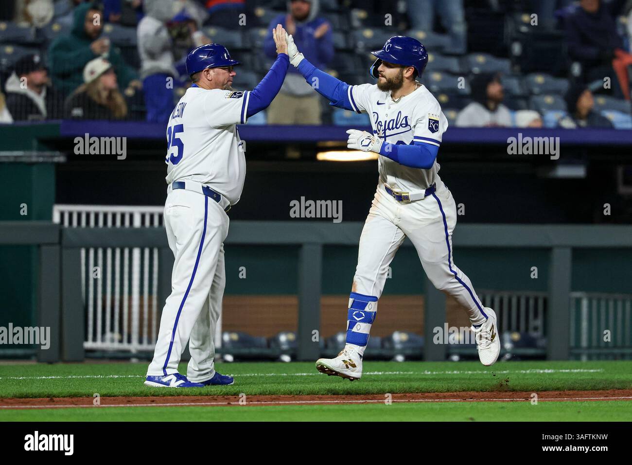 Kansas City, MO, USA. 7th Apr, 2025. Kansas City Royals center fielder ...