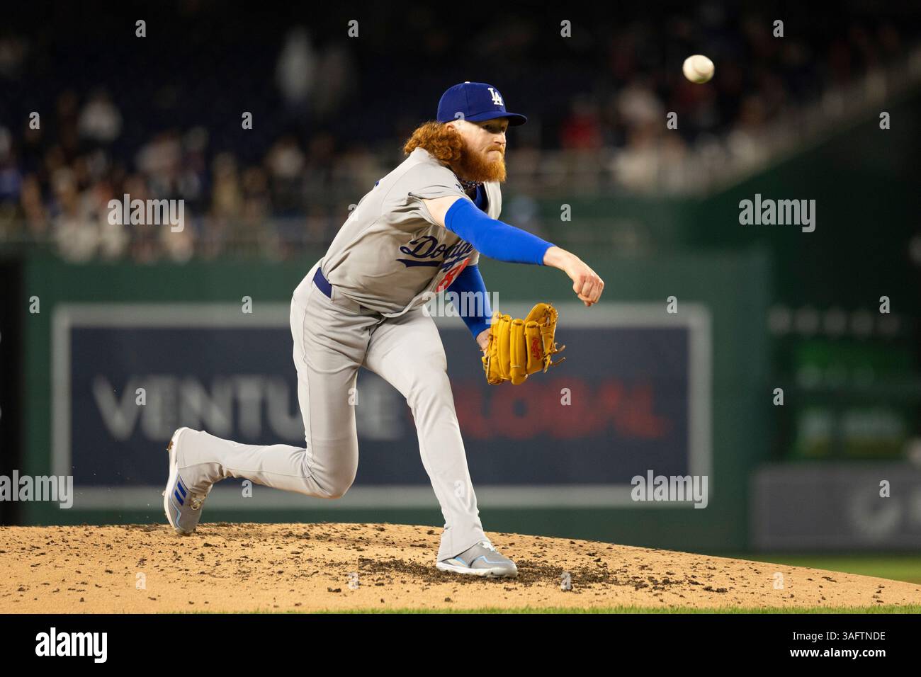 WASHINGTON, DC - APRIL 07: Los Angeles Dodgers pitcher Dustin May (85 ...