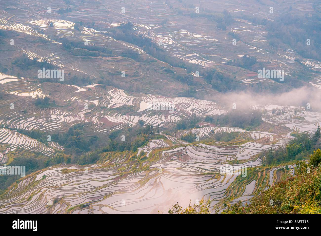 The clouds at YuanYang rice terraces during the sunset, Yunnan, China ...
