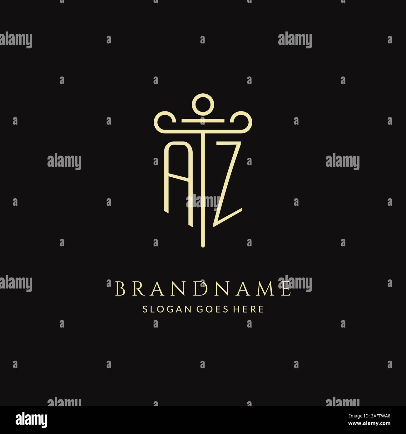 Luxury modern monogram AZ logo for law firm with pillar icon design ...