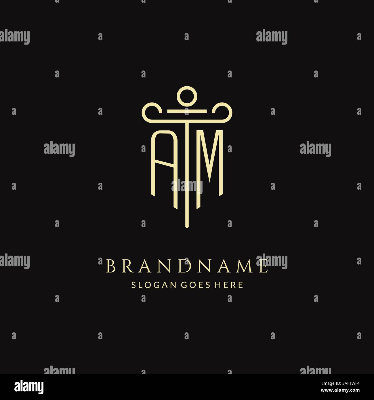 Luxury modern monogram AM logo for law firm with pillar icon design ...