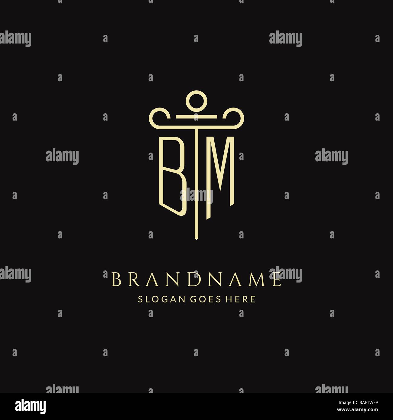 Luxury modern monogram BM logo for law firm with pillar icon design ...